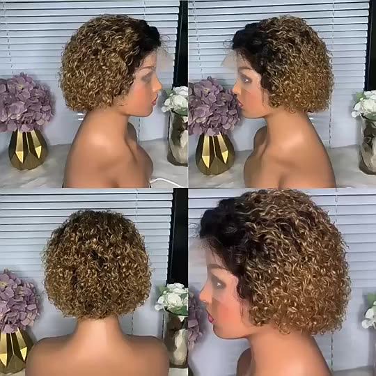 Brazilian Hair Short Pixie Cut Curly Lace Wig Human Hair Popular ...
