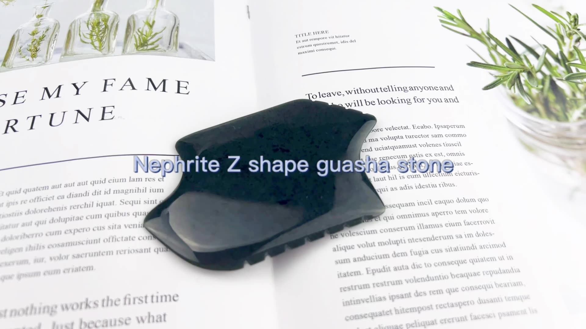 Z-shape Nephrite Jade Gua Sha Massage Tool Natural Crystal Guasha Stone ...