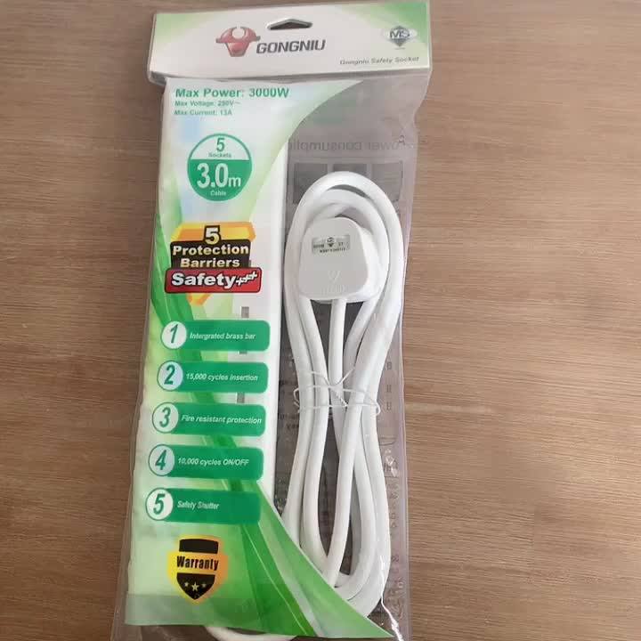 15 Ft Bull Power Strip 5 Ac Outlet Surge Protector Extension Cord With ...