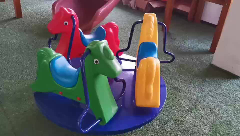 Hand Operated 3 Seats Plastic Merry Go Round Carousel Kiddie Rider Qx ...