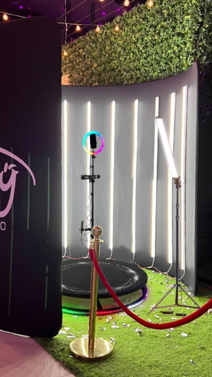 Custom 360 Photo Booth Enclosure Backdrop Stand With Colorful Led ...