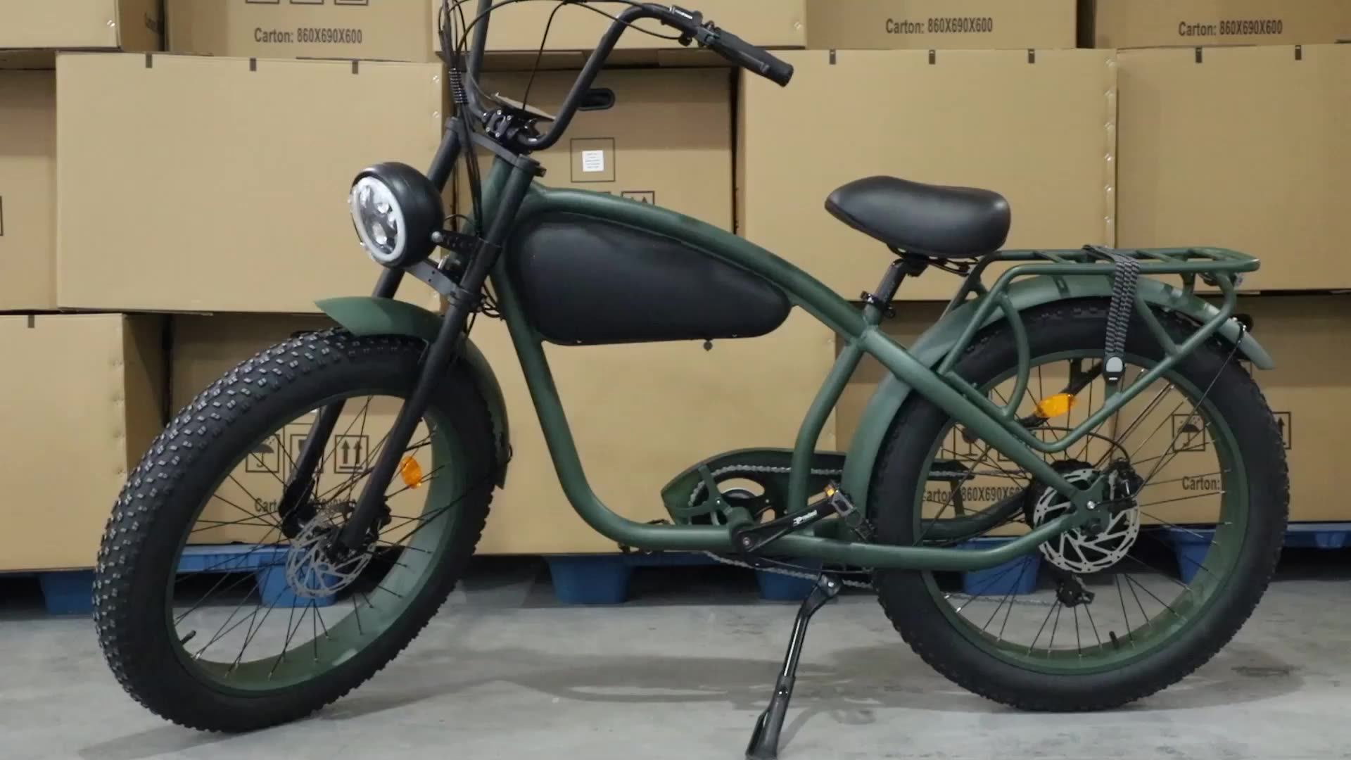 Cafe Racer Ebike Big Power 26inch 48v Hidden Battery Electric Fatbike ...