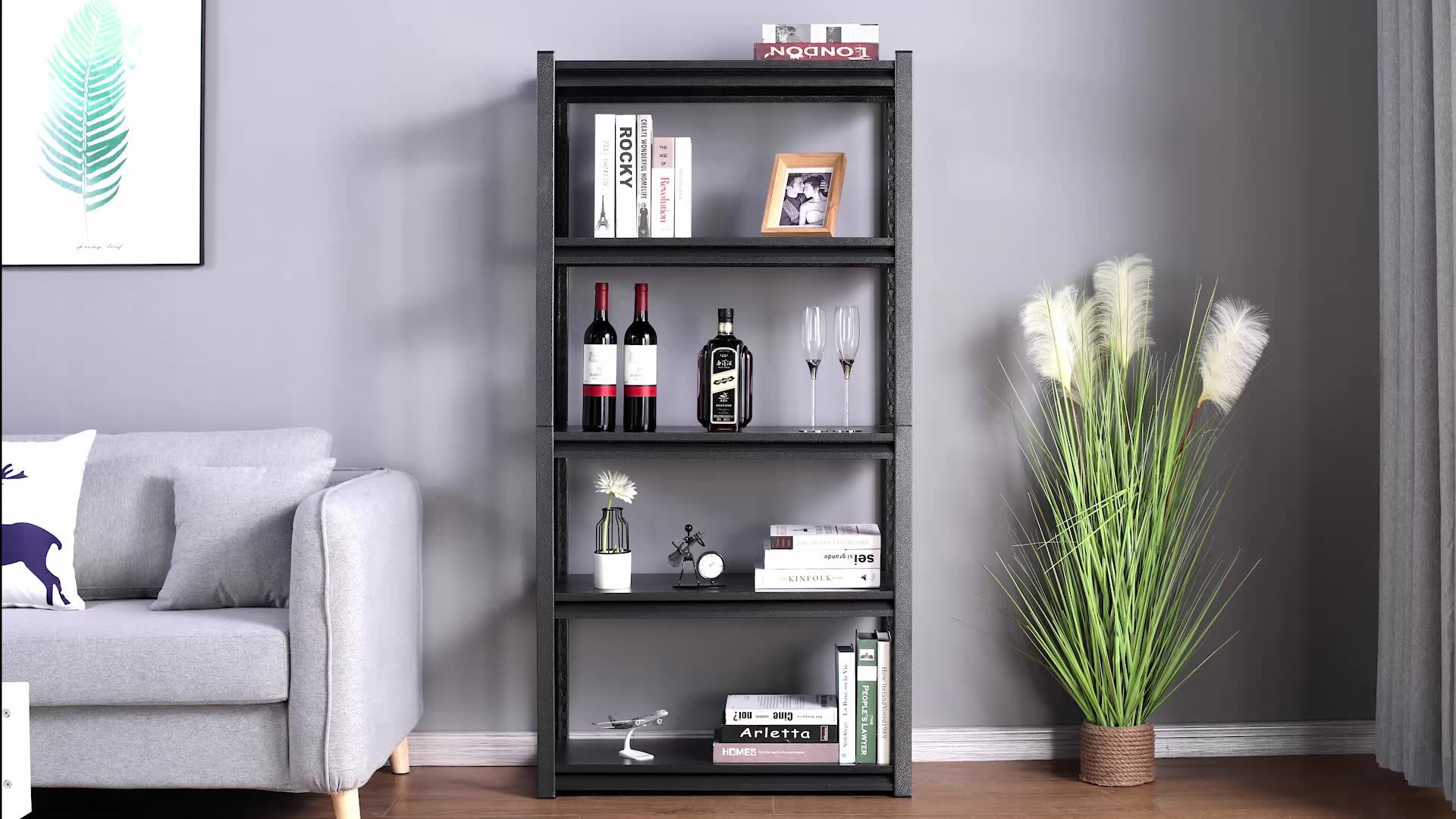 Hot Sale Boltless Shelves Black Metal Rack Shelf 3 4 5 Layer Steel ...
