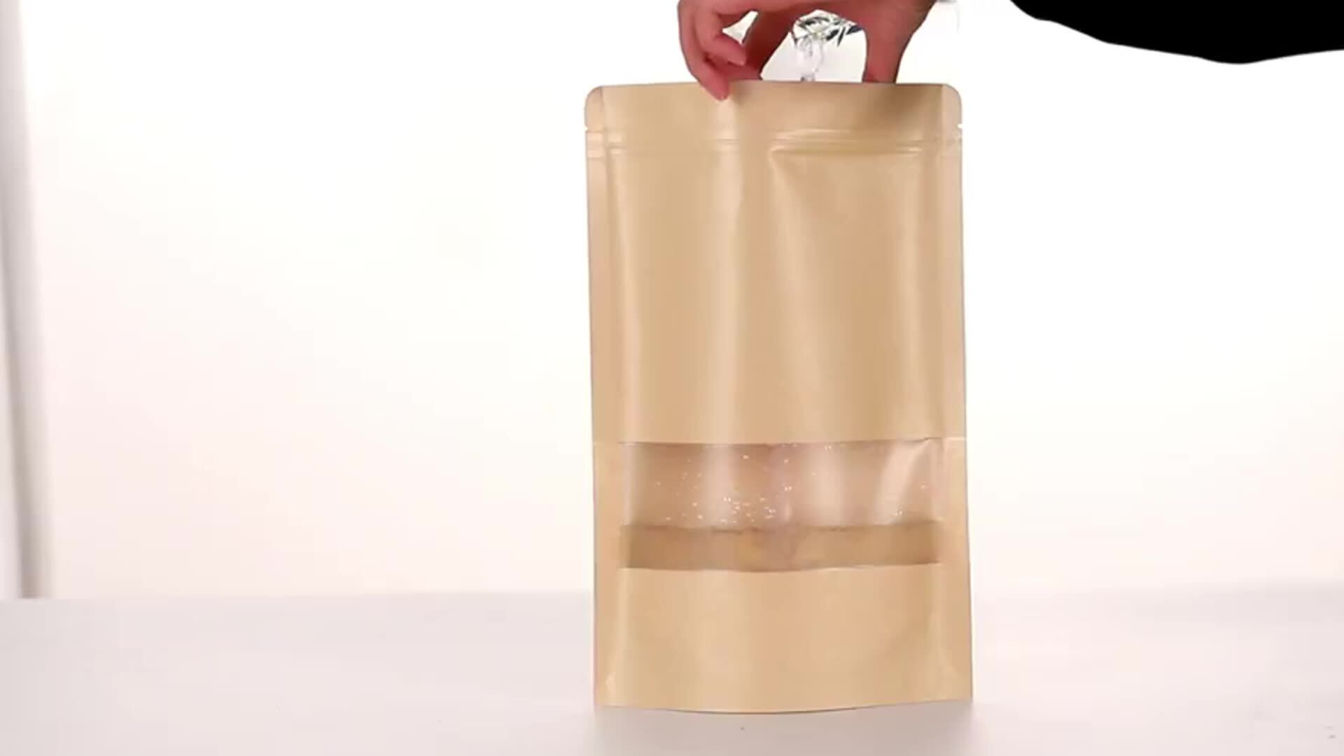 Stand Up White Kraft Paper Reclosable Ziplock Plain Heat Sealable Food ...