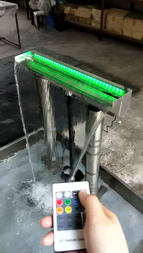 Stainless Steel Indoor Sheer Descent Swimming Pool Waterfall With Led ...