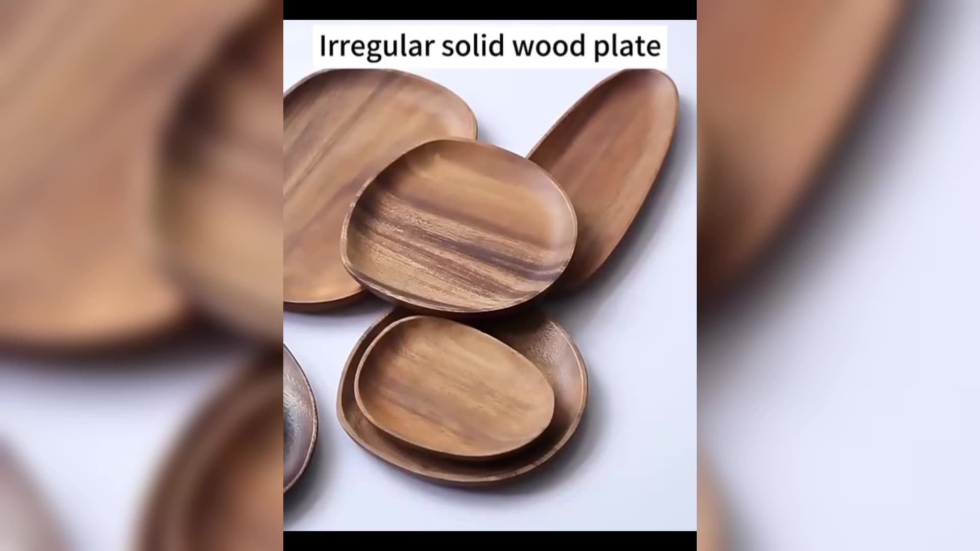 Irregular Shape Acacia Wood Dinner Plate Tableware Set Solid Wooden ...