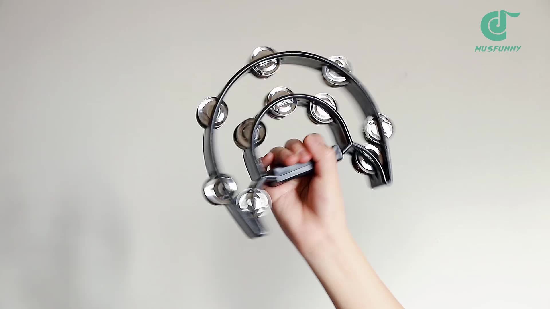 Musical Tambourine Double Row Metal Jingles Hand Held Percussion Drum ...