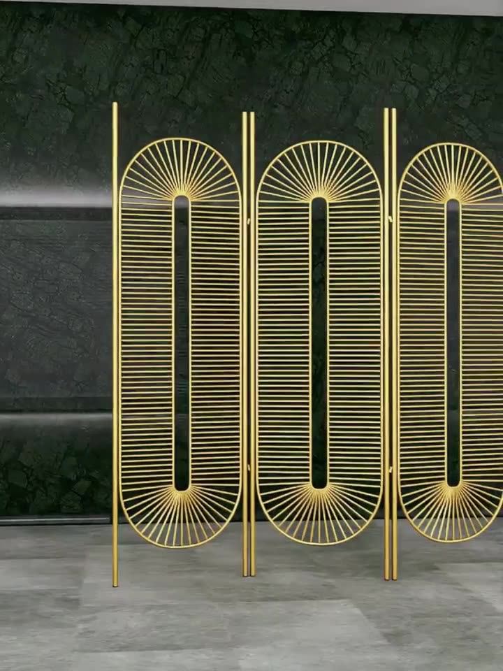 Golden Iron Folding Screen Movable Light Luxury Creative Porch ...