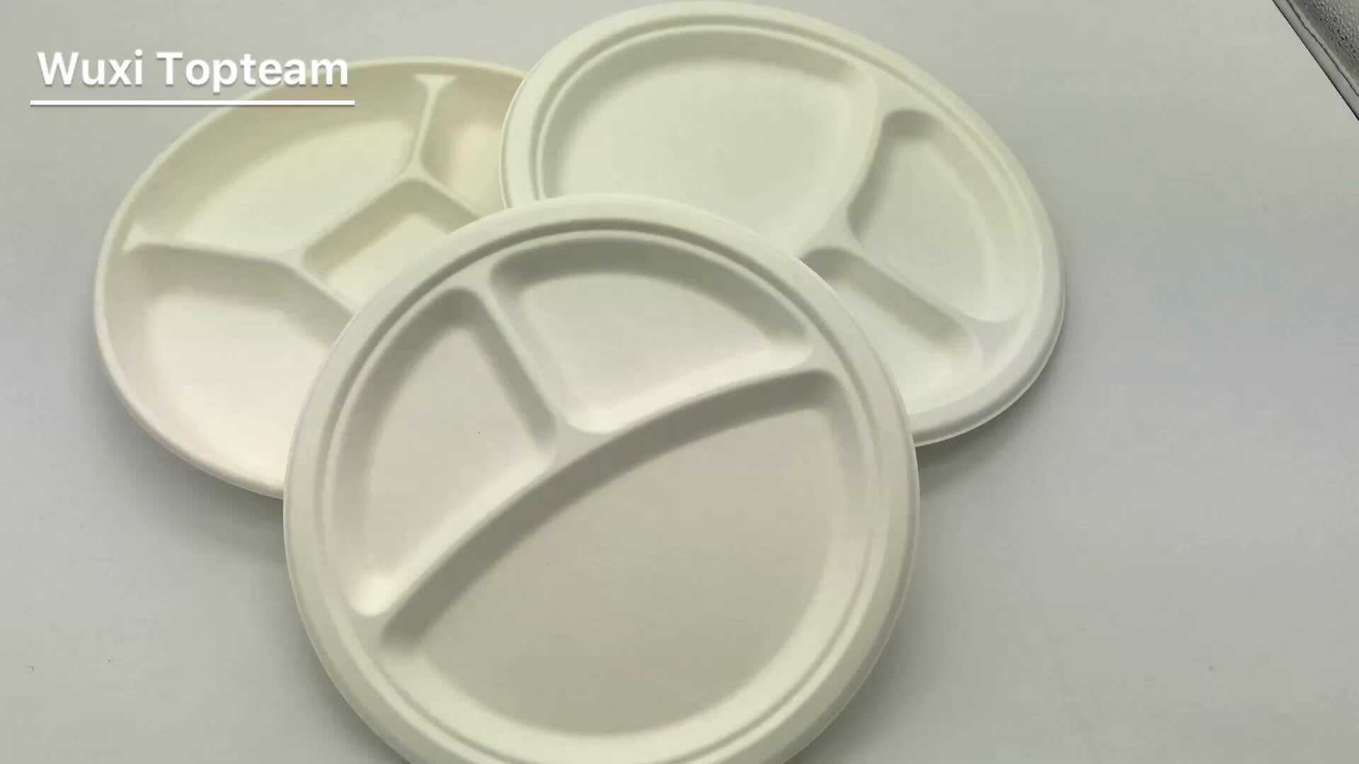 Eco-friendly 9 Inch Biodegradable 3-compartment Round Plate - Buy ...