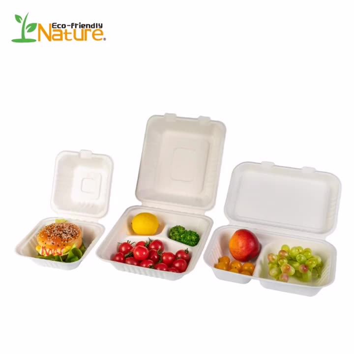 100% Biodegradable Takeaway 3 Compartment Take Out Food Container - Buy ...