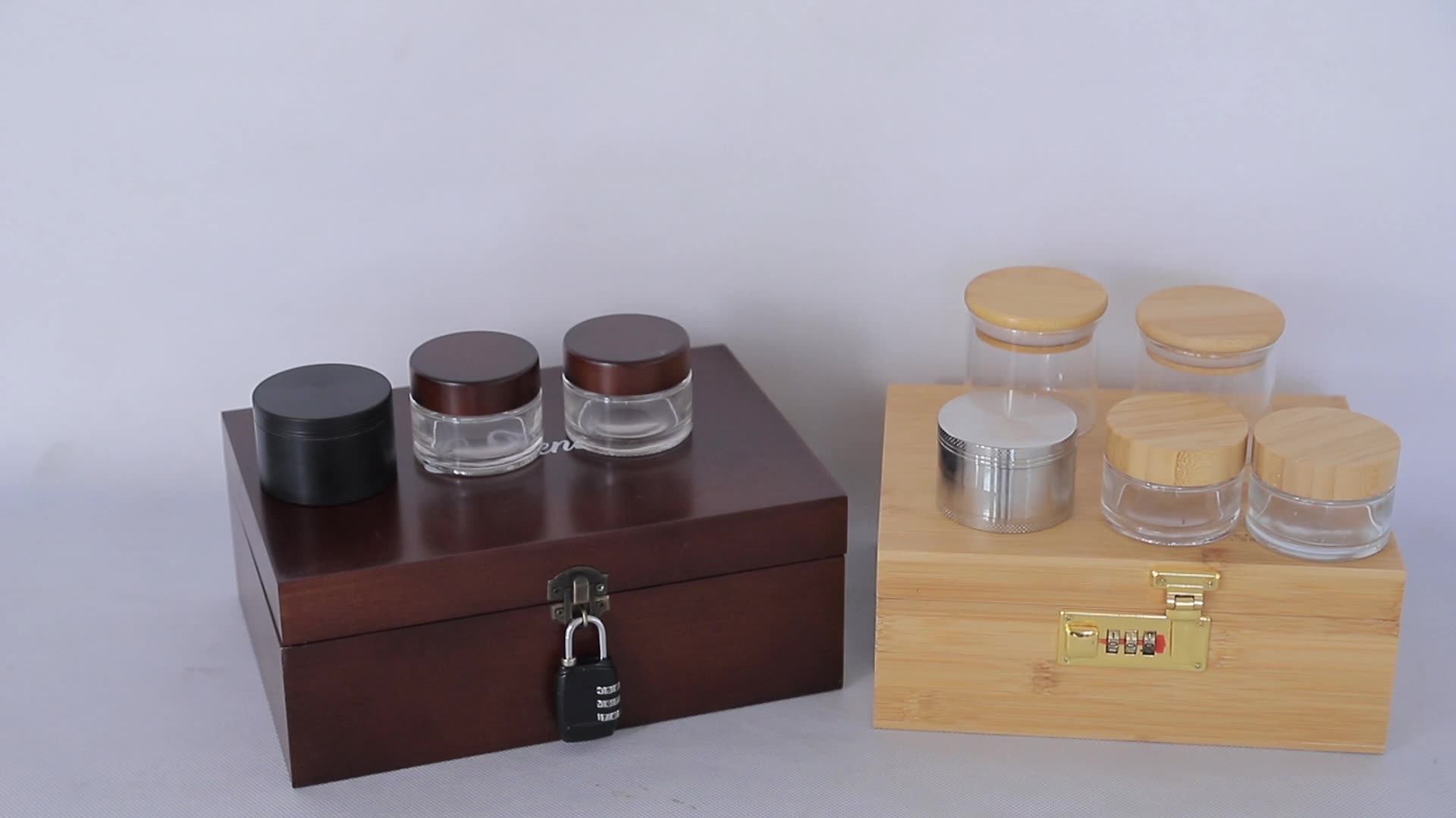 Custom Wooden Bamboo Stash Box Combo Kit With Rolling Tray Grinder ...