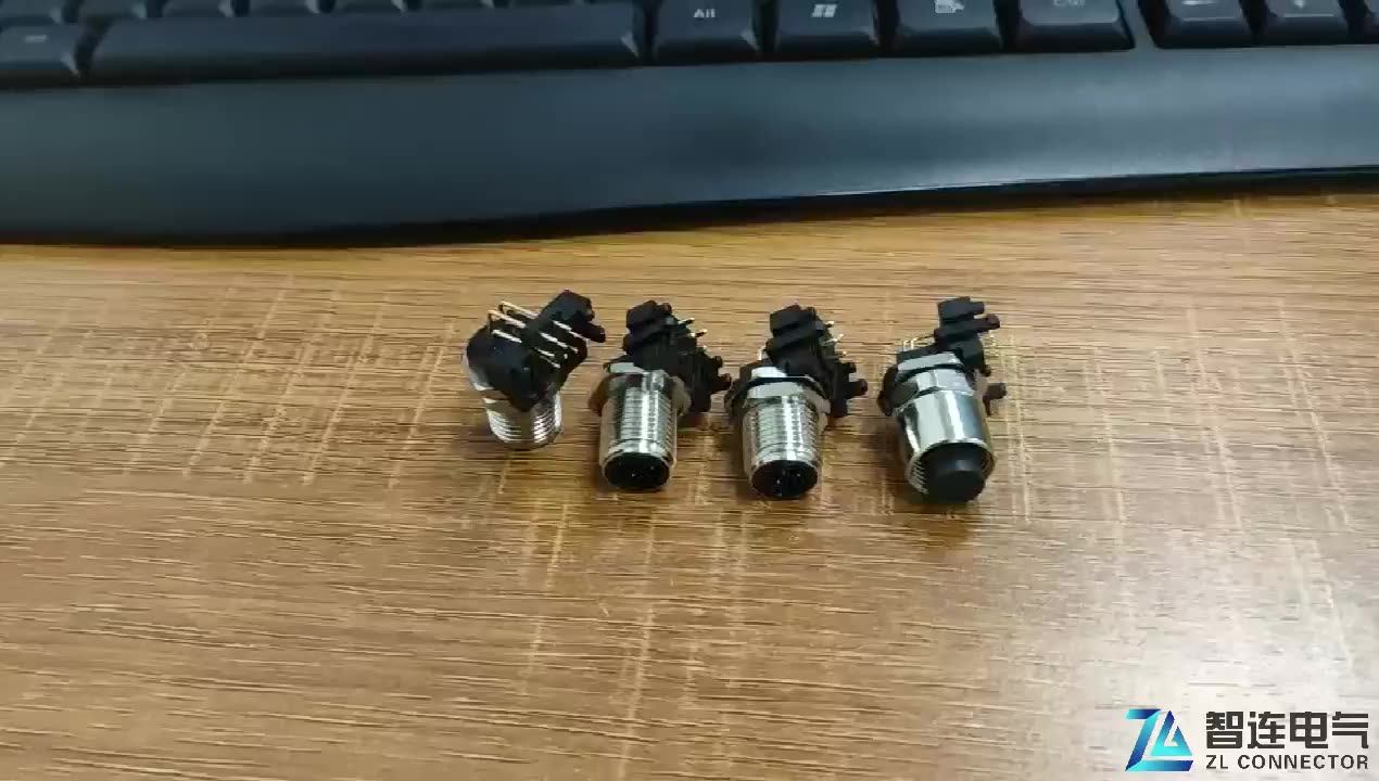 M12 Pcb Panel Mount Bulkhead Socket Circular Connector 8 Pin Right ...