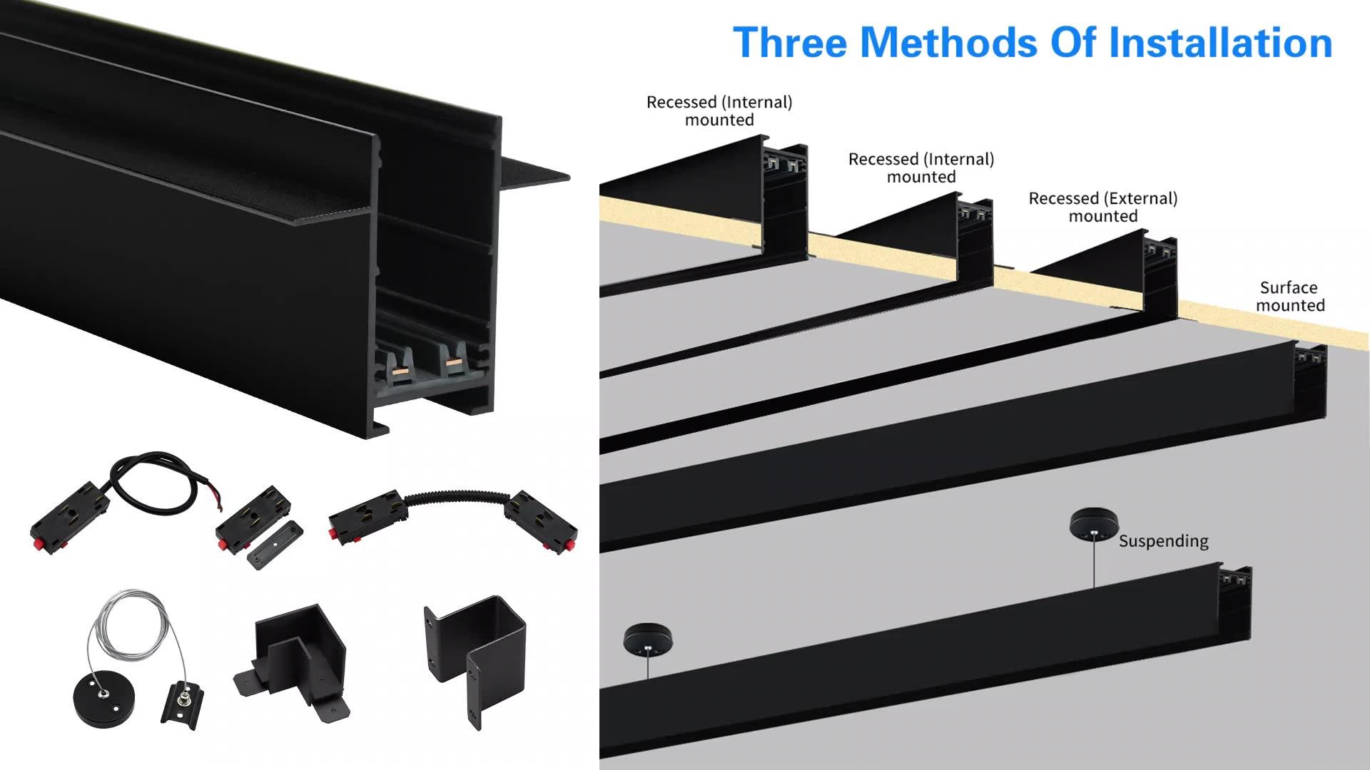 Surface Ceil Hanging Recessed 1m 2m 3m Aluminum Magnet Rail 7w 9w 10w ...