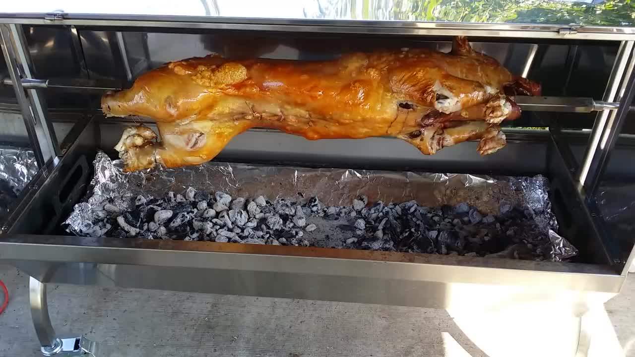 Big Size Stainless Steel Full Lamb Hog Gas Spit Roaster Bbq With Hood ...