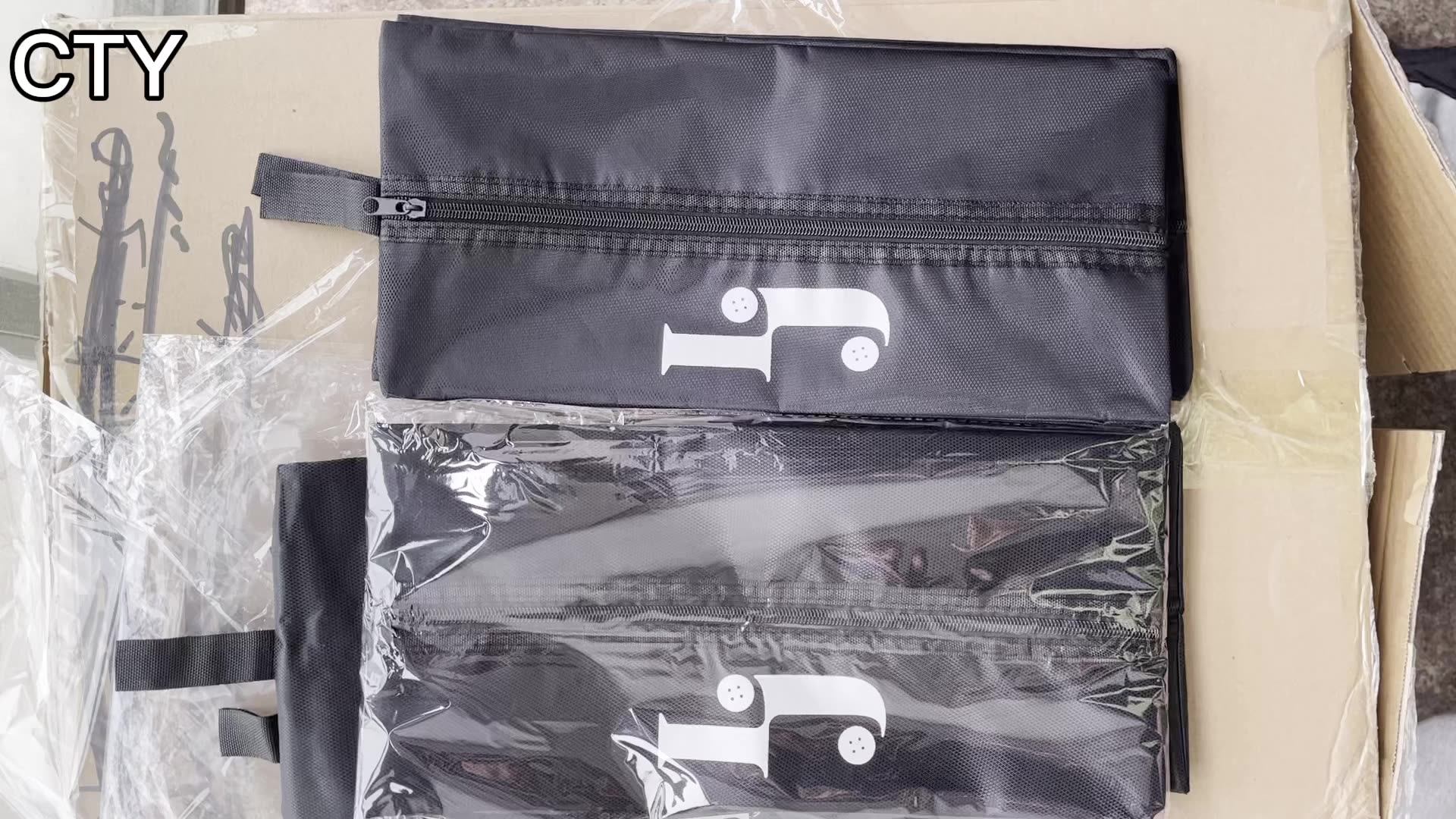 Custom Waterproof Travel Gym Shoe Dust Bags For Men And Women Black ...