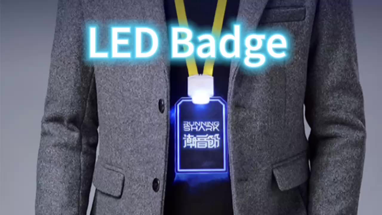 2024 Led Id Card Acrylic Light Up Flashing Neck Lanyard 15 Colors Led Office Business Card With ...