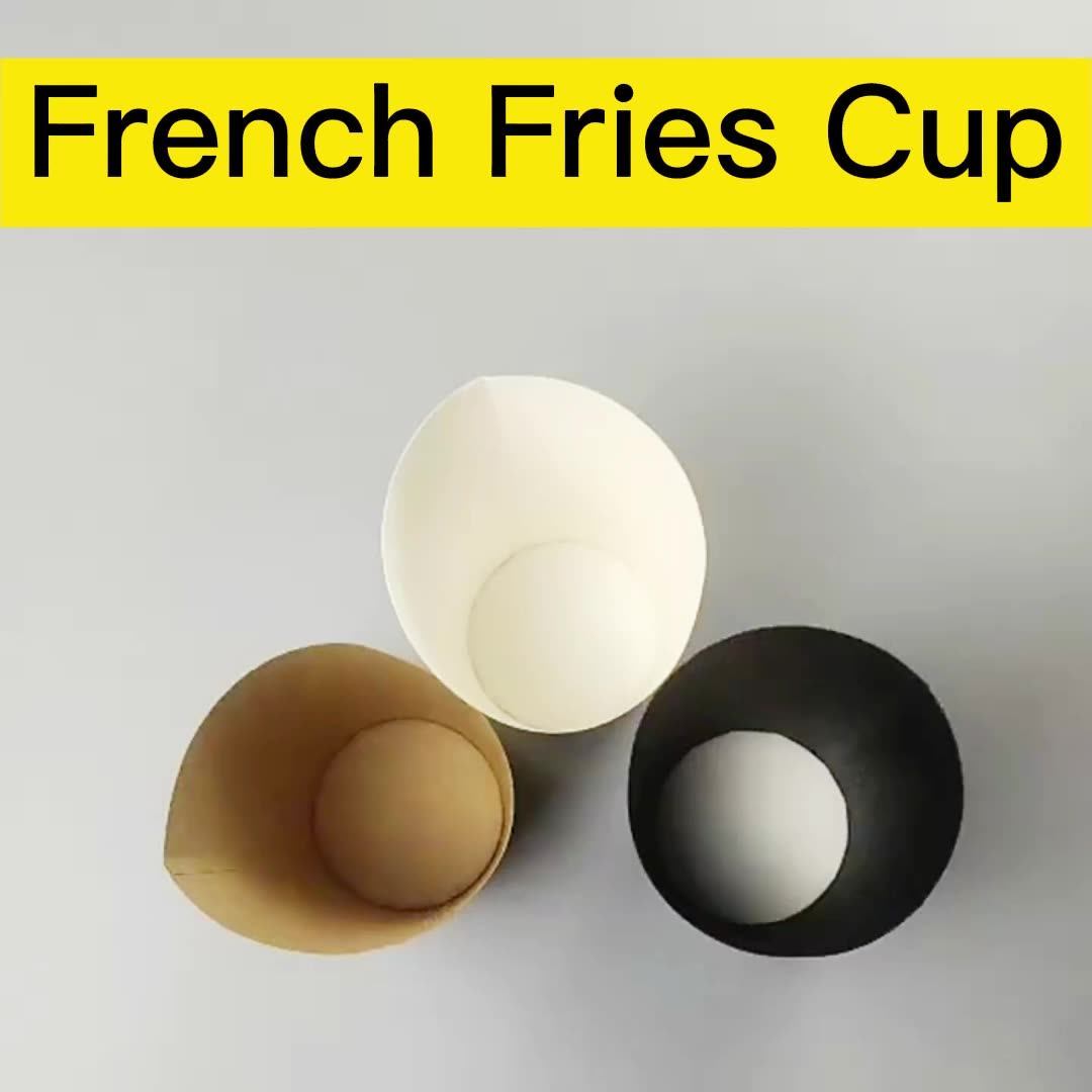 Disposable Black Food Cones Waffle Paper Popcorn Boxes French Fry ...