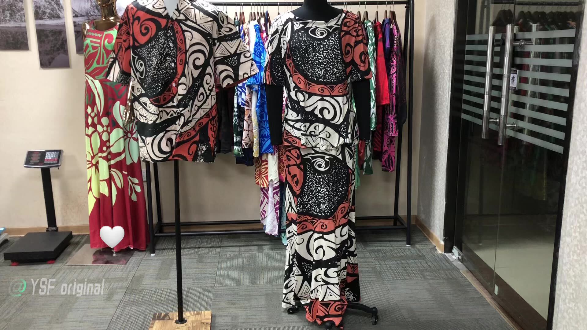 Women Island Polynesian Tribal Design Mermaid Dress And Cold Shoulder ...