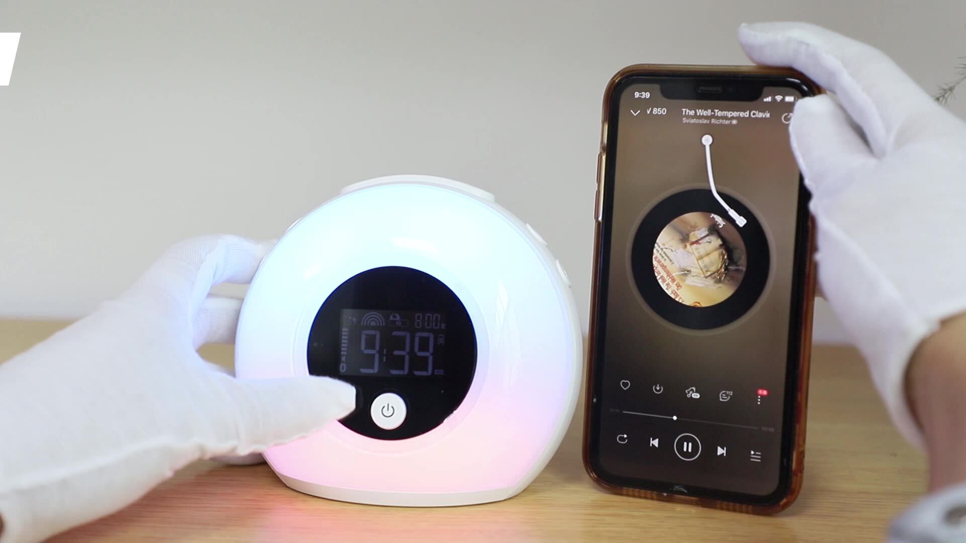 Custom Digital Alarm Clock Led Wireless Music Speaker Wake Up Night ...