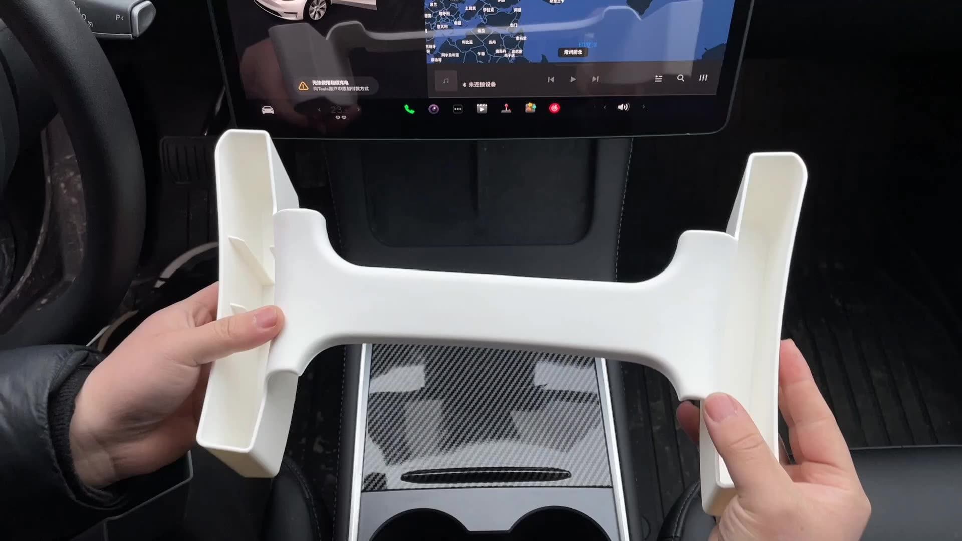 White Color Set Tesla Model Y Center Console Side Organizer Under ...