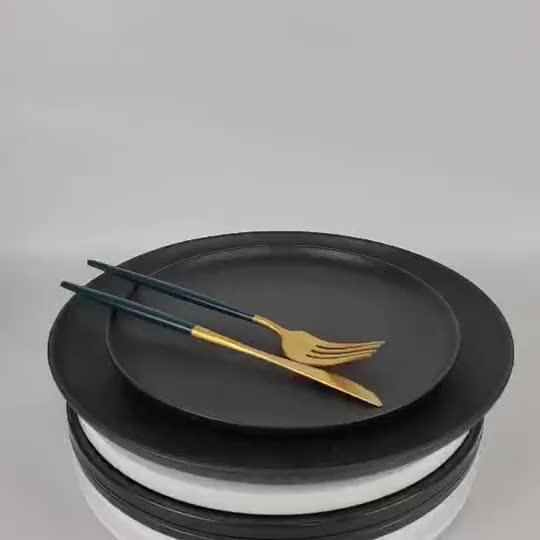 Customized Restaurant Dinner Plate Black Color Bone China Restaurant ...