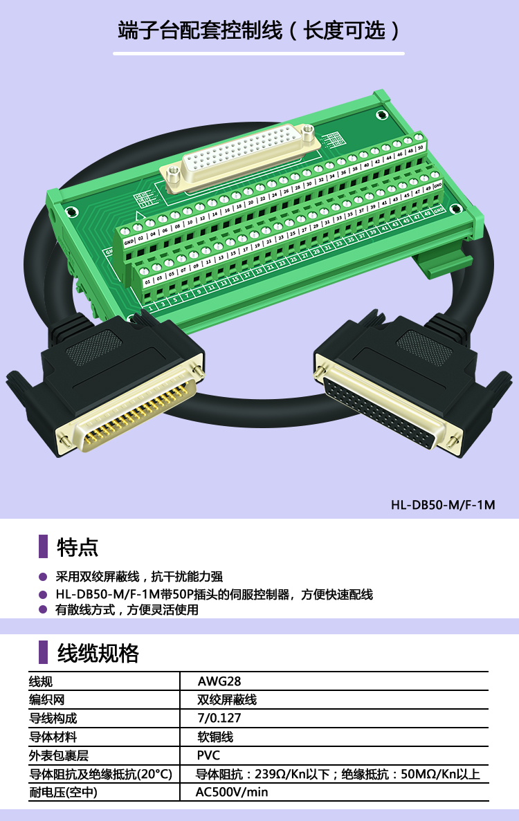 DB50中继端子台50芯公头伺服端子板接线模块机械手控制器IO接口-阿里巴巴