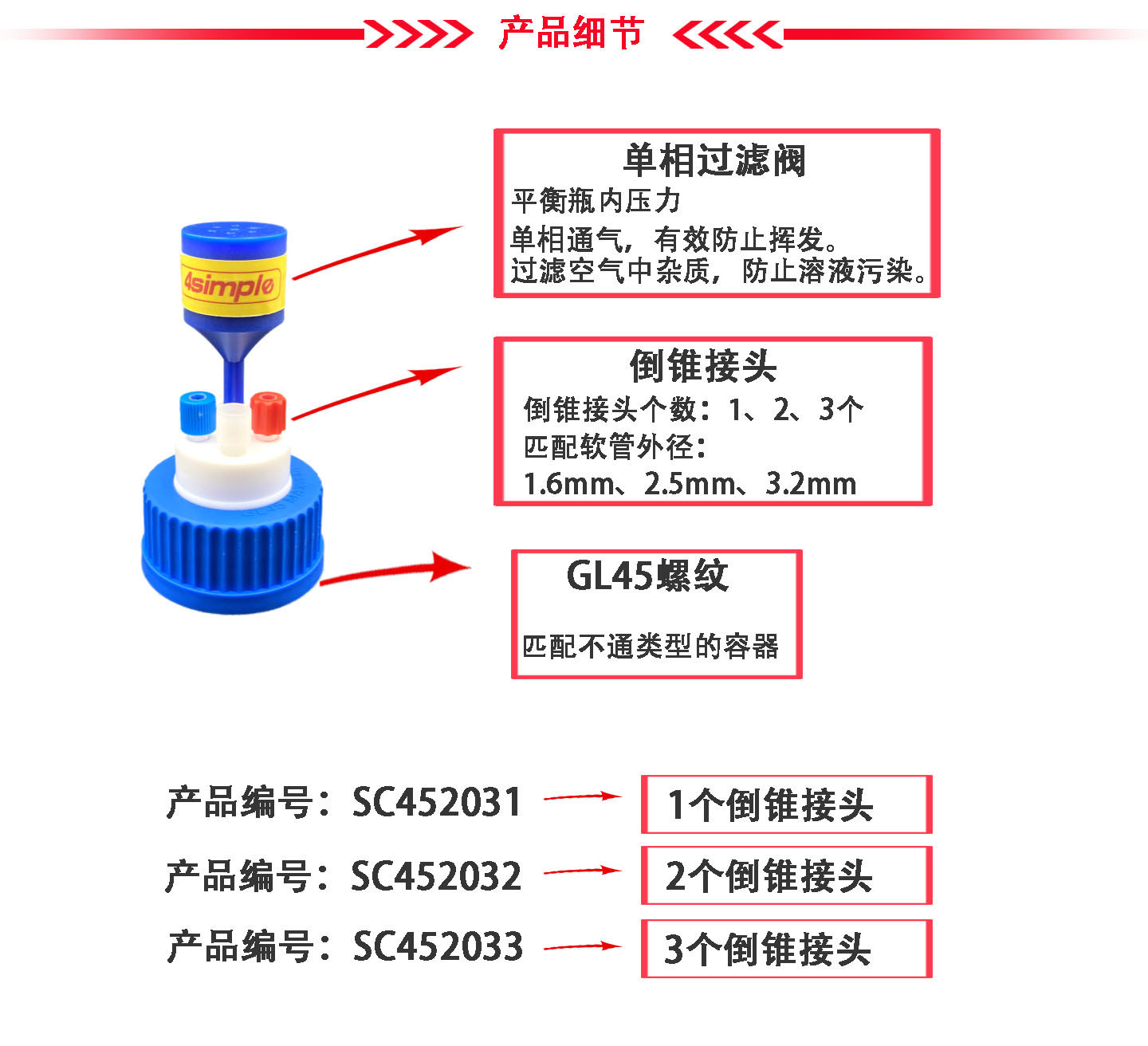单向进气阀供液盖SC4501A-上海滤启科技有限公司4simple废液收集系统
