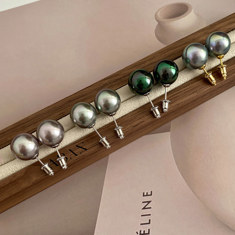 Classy key法国设计师大溪地炫彩珍珠耳饰孔雀绿纯银耳钉，让你瞬间变身时尚焦点！ -领针-淘宝好物网