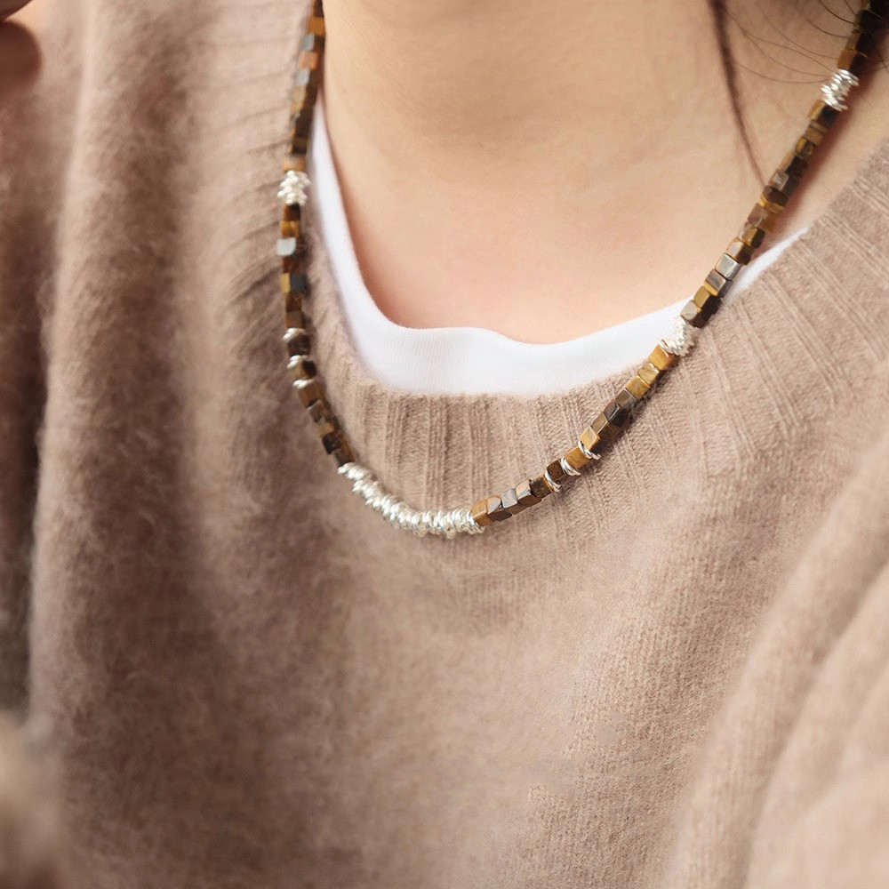 Classy key法国设计师纯银虎眼石项链：锁骨链里的低调奢华，你值得拥有！-领针-淘宝好物网