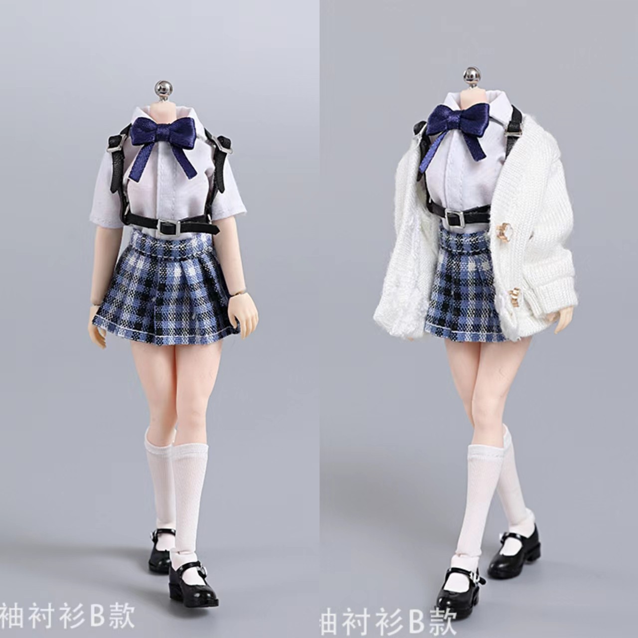 現貨cdtoys cd042 1/12女兵人學生jk裙套裝 適合1：12包膠素體-Taobao