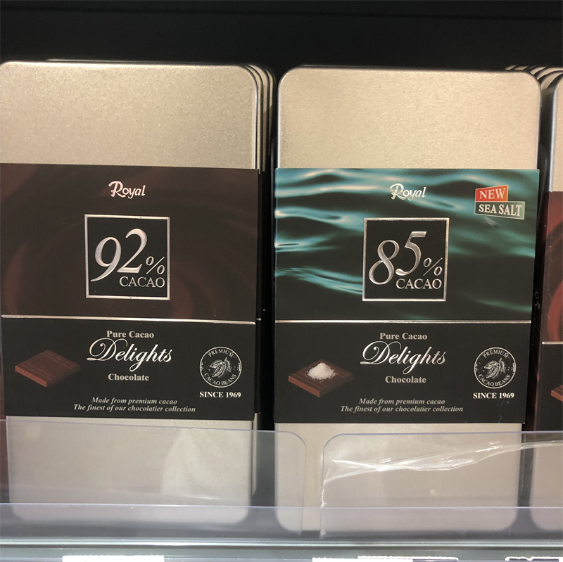 韩国皇家Royal黑巧克力92% 110g 58/76%90克抹茶红茶蓝莓橙铁盒装
