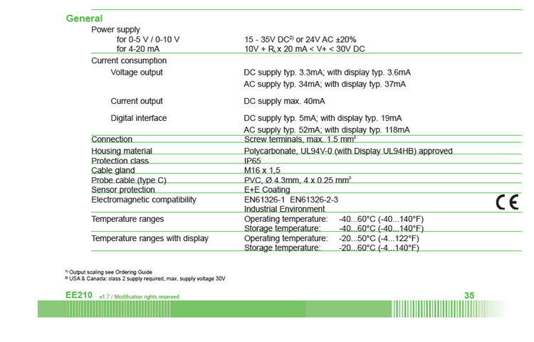 奥地利E+E温湿度变送器EE210系列温度 输出4-20MA风管壁挂可选-阿里巴巴