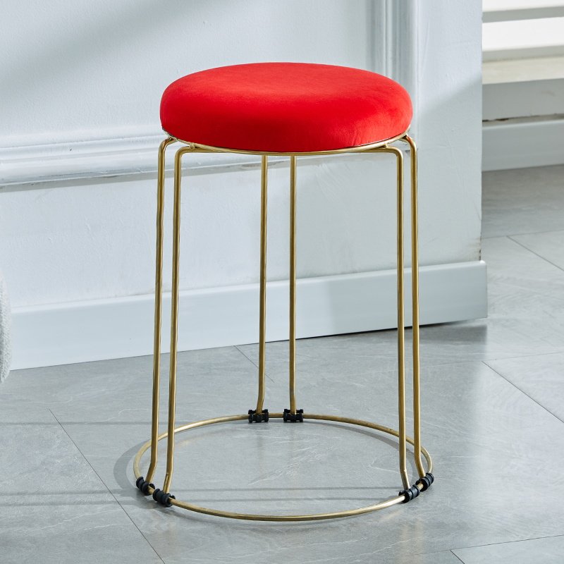Light luxury steel bar stool household round stool living room stool ...