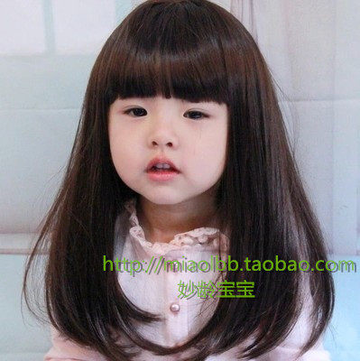 Medium and large child wig girl wig baby wig set children straight hair ...