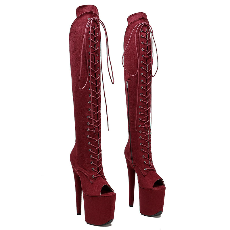 Leecabe新款20CM过膝靴：👠超高跟大鱼嘴钢管舞鞋，时尚女王必备🔥-钢管舞鞋-淘宝好物网