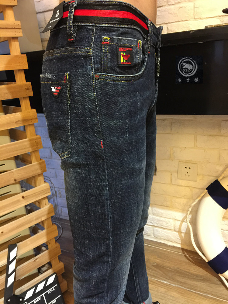 Купить Джинсы мужские 秋冬古士狼潮男士韩版时尚修身小直筒裤复古中低腰小直脚牛仔长裤 Ancient persons ...