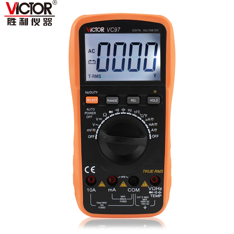 Victory automatic range VC97 digital multimeter temperature frequency with backlight anti-drop ...
