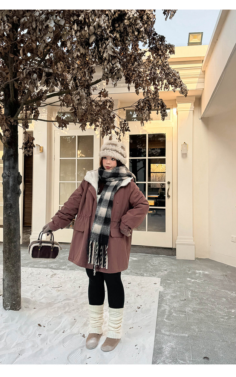 大碼女裝【暖呼呼派克服】韓系休閑秋冬季胖mm加厚羊羔絨保暖外套|大尺碼棉服|ETMall東森購物網