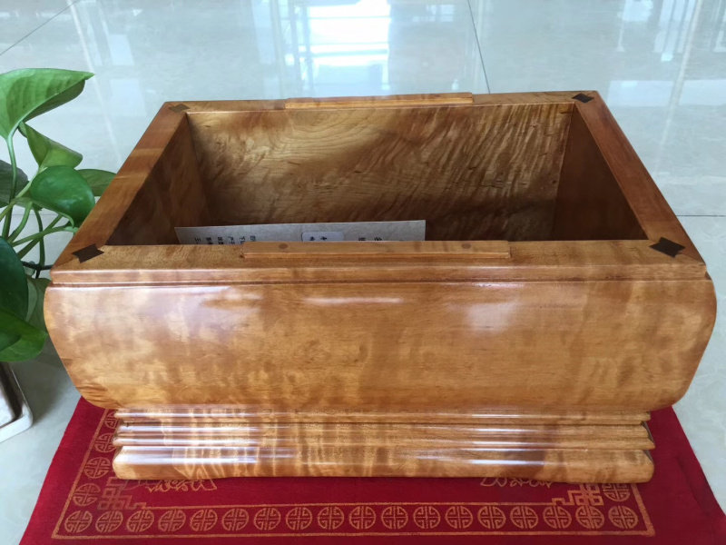 Utian Red Gold Silk Nanmu Wood Water Corrugated Bone Ash Box Suboxu ...