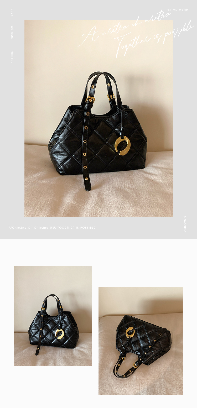 南風Chio2nd 秋暄曼波托特包包女高級感月牙扣精致菱格手提斜挎包|托特包|ETMall東森購物網