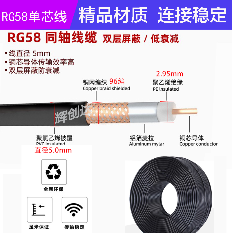 50欧同轴电缆谁还不会选？RG174 RG58 SYV-50-3-1全解析！射频线小白秒变老司机⚡_连接线_淘宝数码网