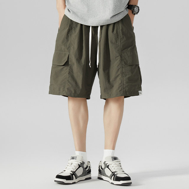 Ice silk quick-drying work shorts for men's trendy fat man straight 5 ...