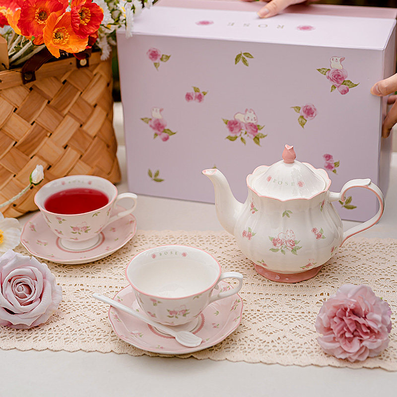 Why is the cute pink rose rabbit ceramic teapot set the first choice ...
