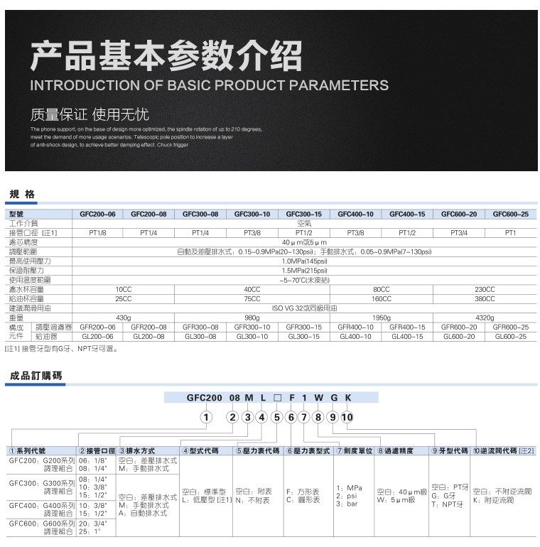 原装亚德客 过滤器 二联件 气源处理 GFC200-08-M-F1/C1 AirTAC-阿里巴巴