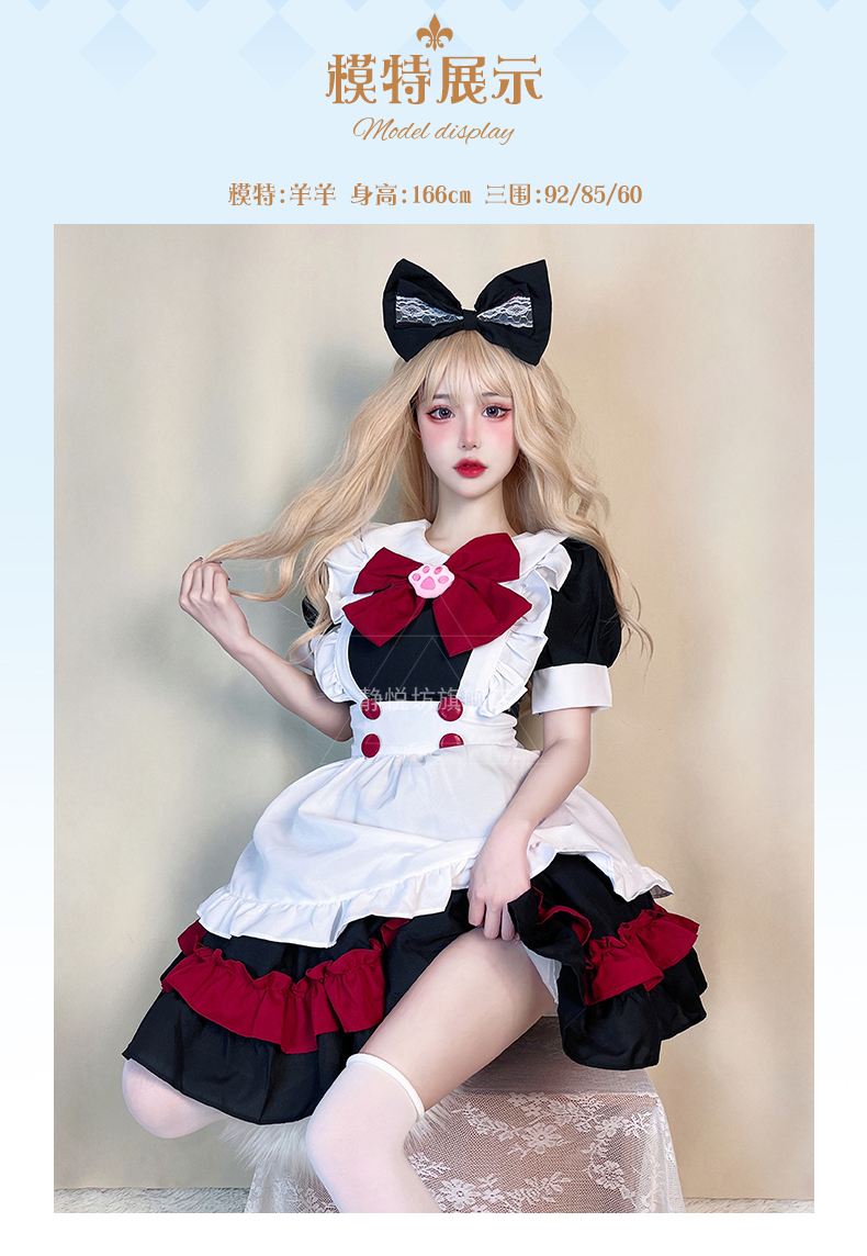万圣节女仆装哥特风暗黑红系学院风Lolita洛丽塔cosplay连衣裙cos-阿里巴巴