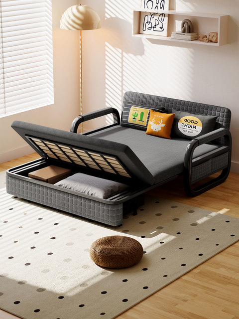 Folding dual-use sofa bed, multi-functional storage, telescopic balcony ...