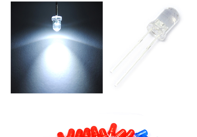 3mm 5mmLED灯珠发光二极管F3 F5红绿黄蓝白色直插灯泡元件包多种-阿里巴巴