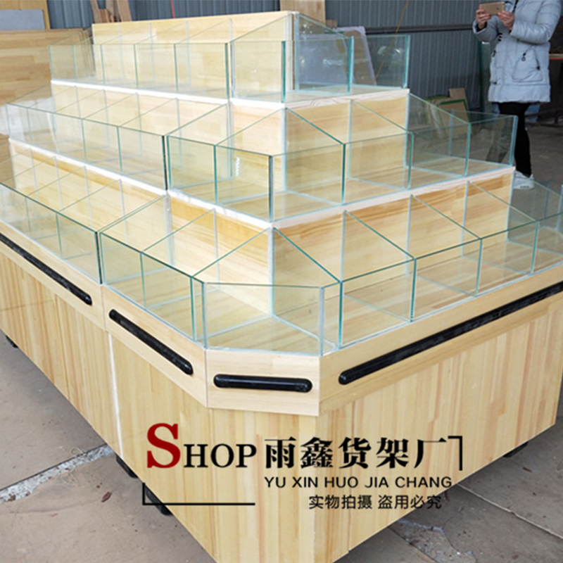 [USD 51.07] Supermarket wooden shelf showcase food rack rice bucket ...