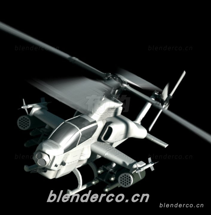 Blender直升机战斗机模型 群友分享 作者不清楚了,知道的留言 Blender布的