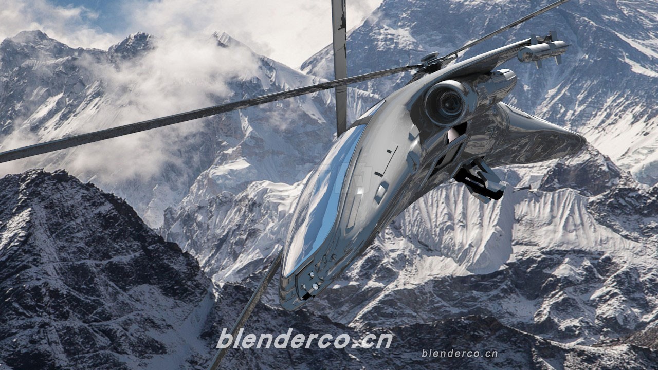 Blender直升机战斗机模型 群友分享 作者不清楚了,知道的留言 Blender布的